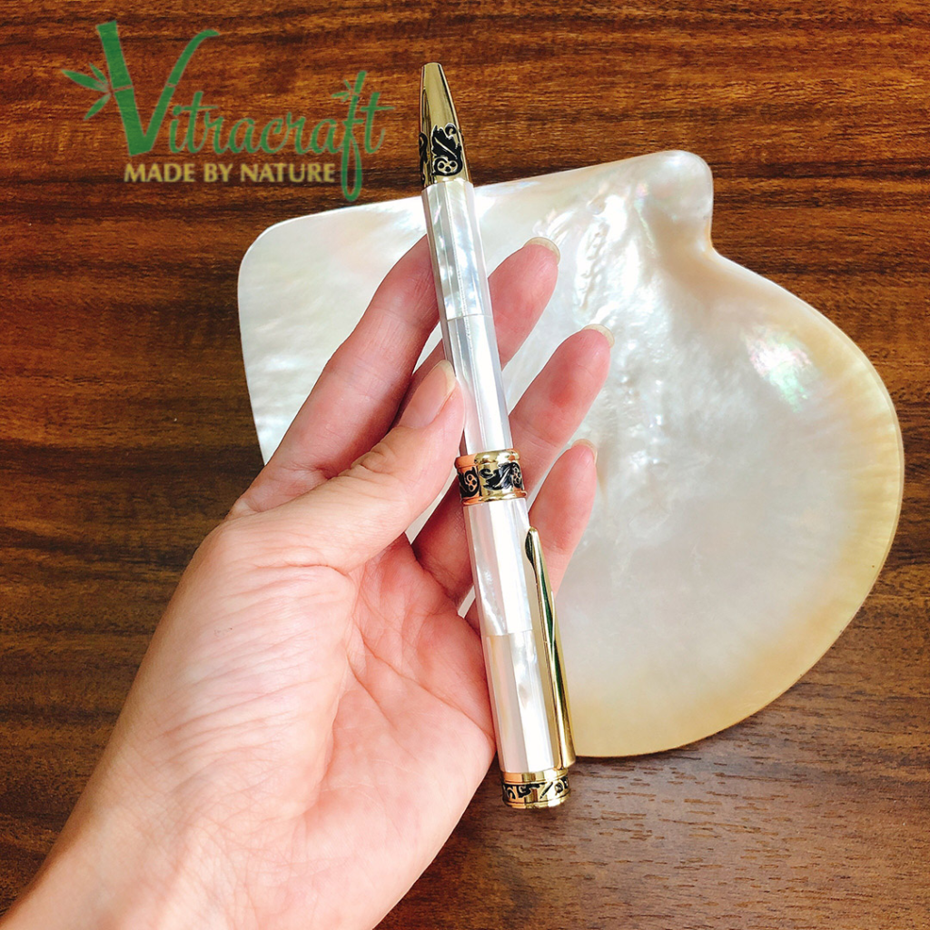 BALLPEN01-Premium Ballpoint Pen.Made from White mother of pearl shell ...