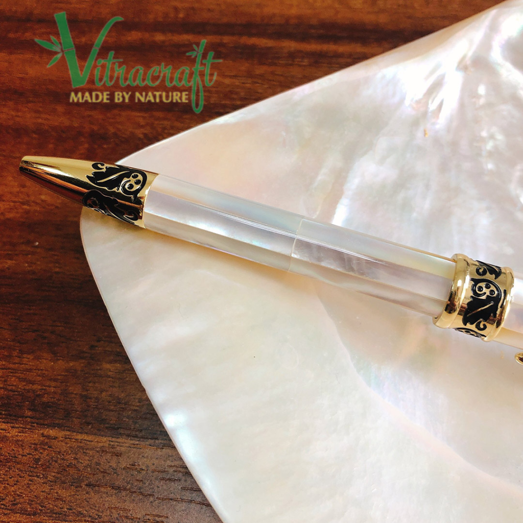 BALLPEN01-Premium Ballpoint Pen.Made from White mother of pearl shell ...